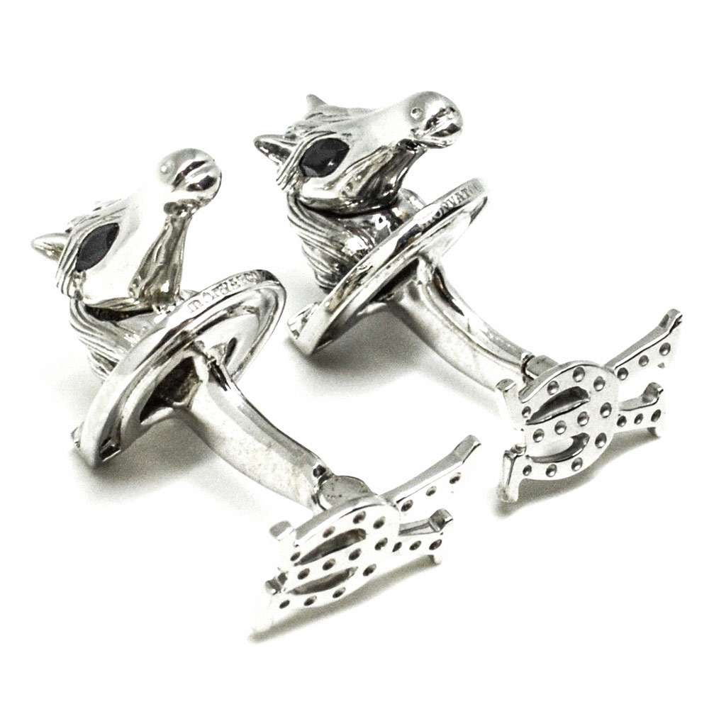 Handmade silver rhodium horse cufflinks